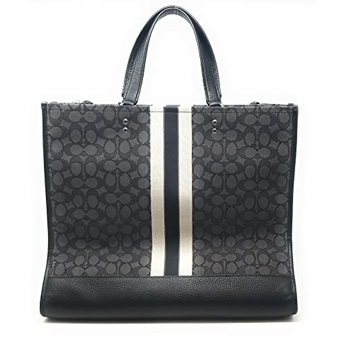 COACH Women's Dempsey Tote 40 In Signature Jacquard With Patch (Black Smoke - Black Multi)