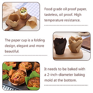 Tulip Cupcake Liners,200Pcs Parchment Paper Muffin Liners for Baking, Non Stick Cupcake Wrappers for Cup Cake, Weddings, Birthdays and Party, Christmas (Brown-Natural-Yellow-Green Mixed)