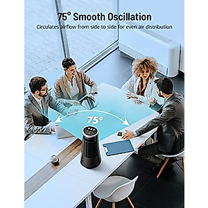 PARIS RHÔNE Small Tower Fan, 75° Oscillating Tower Fan with 2 Speeds, 12'' Cooling Desk Table Fan Portable Bladeless Fan for Bedroom Home Office Desktop