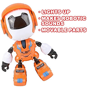 ArtCreativity Mini Robot Toy with Lights and Sounds, 1PC, LED Toy Robot for Kids with Moveable Limbs, Cool Toys for Boys and Girls, Room and Desk Décor, Great Birthday Gift Idea