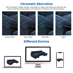 Tmsan 109.8" Sectional Sofa Cloud Couch for Living Room, Modern U Shaped Modular Sofa with Double Chaise Lounge, Large 4 Seater Chenille Sleeper Sofa for Apartment Office (Blue)