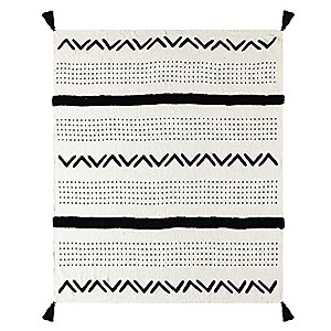 LR Home Modern Boho Tufted Stripe Cotton Throw Blanket