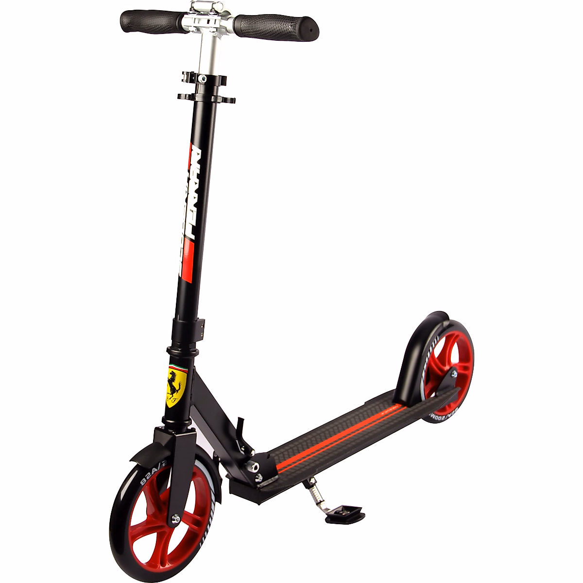 DAKOTT Ferrari Foldable Kick Scooter 2 Wheel, Quick-Release Folding System, Shock Absorption Mechanism, Large 200mm Wheels Scooters for Adults and Teens, Black, (FXA2080BLK)