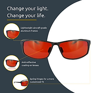 TrueDark Twilights Elite Blue Light Blocking Glasses to Reduce Eye Strain and UV Glare for Better Sleep - Men & Women, Computer Screen, Gaming, TV, Phone - by Dave Asprey