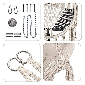Prime Garden Hammock Chair, Owl Hanging Macrame Swing with Hardware Kits, Handmade Knitted Mesh Rope Swing Chair for Indoor, Outdoor, Bedroom, Patio, Garden, Small (Width 60 CM)