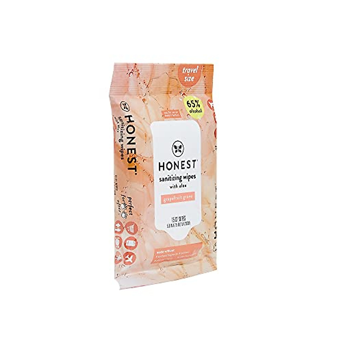 The Honest Company Sanitizing Alcohol Wipes, Grapefruit Grove, 15 Count (Pack of 10)