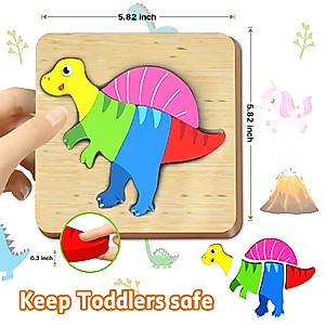 Kaodezhu Wooden Animal Puzzles for Toddlers 1 2 3 Years Old, Bright Color Learning Toys Gift with 6 Pack, Girls and Boys Montessori Toy for Educational Preschool