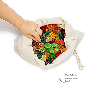 Organic Cotton Shopping Bags - Washable and Strong- Set of 8 - Food Storage and Produce Bags