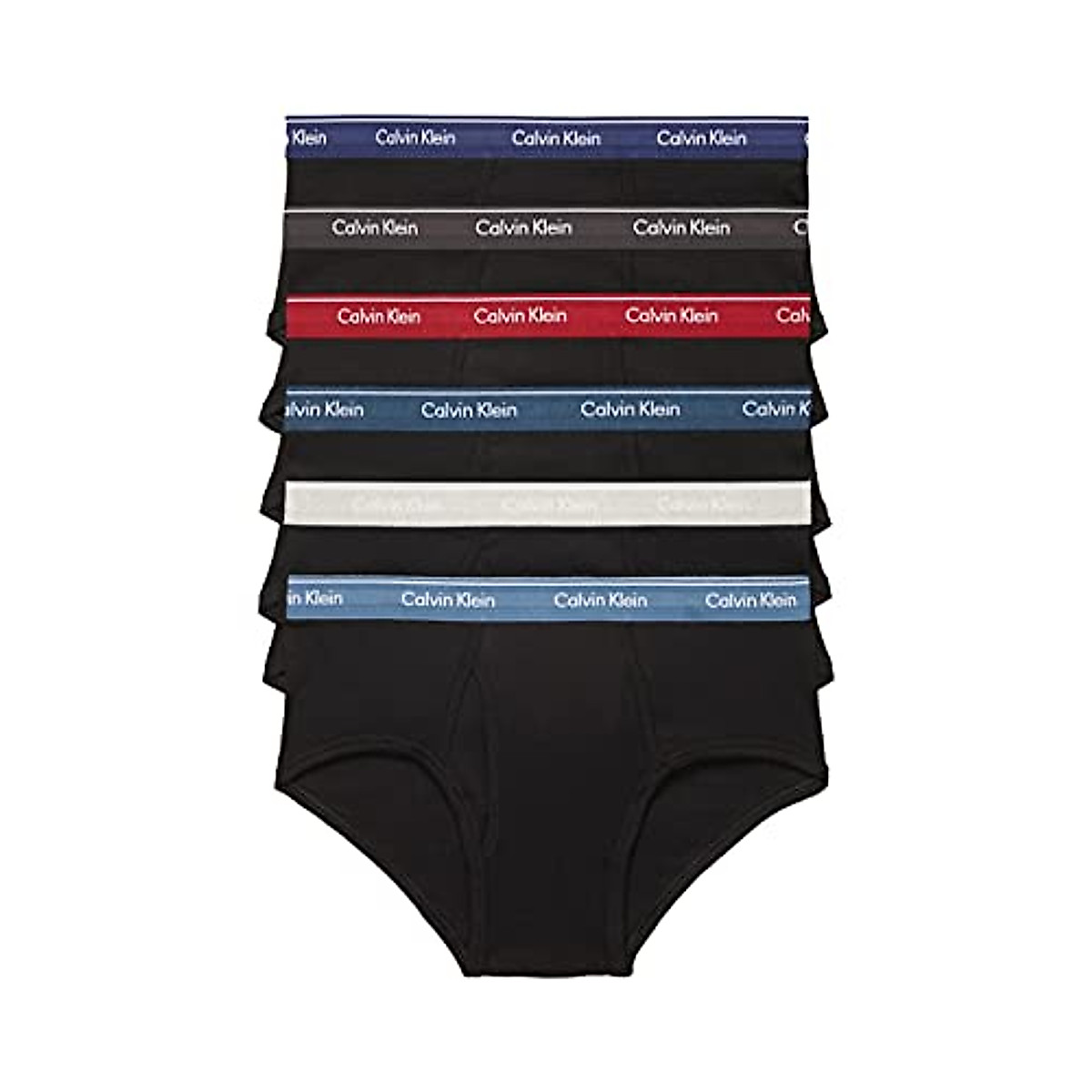 Calvin Klein Men's Cotton Classics Multipack Briefs, Black Bodies W/LAQUER, RIVERBED Heather, RIVERBED, Phantom, Chino Blue, Heather Grey, S