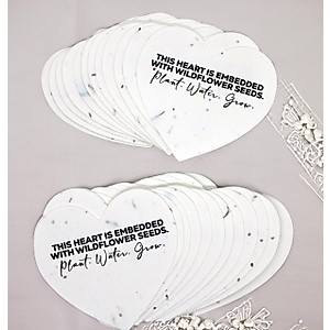 Green Field Plantable Seed Paper Hearts – 24 Cards & Envelopes Wildflower Tree Free Sustainable Art Paper for Wedding, Birthday, Bridal Shower, Life Celebration Favors, Funeral Thank You Cards