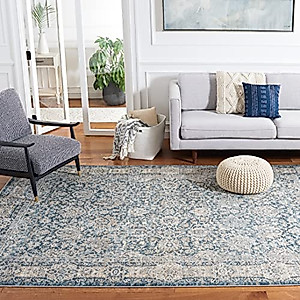 SAFAVIEH Valencia Collection Area Rug - 9' x 12', Blue & Beige, Vintage Oriental Design, Non-Shedding & Easy Care, Ideal for High Traffic Areas in Living Room, Bedroom (VAL570C)
