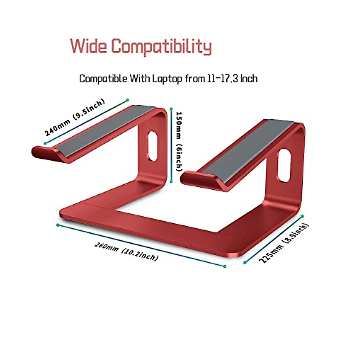 Laptop Stand for Desk Aluminum Computer Stand for Laptop Riser Holder Notebook Stand Compatible with MacBook Air Pro, Dell, HP, Lenovo Samsung, Alienware All Laptops 11-17.3” (Red)