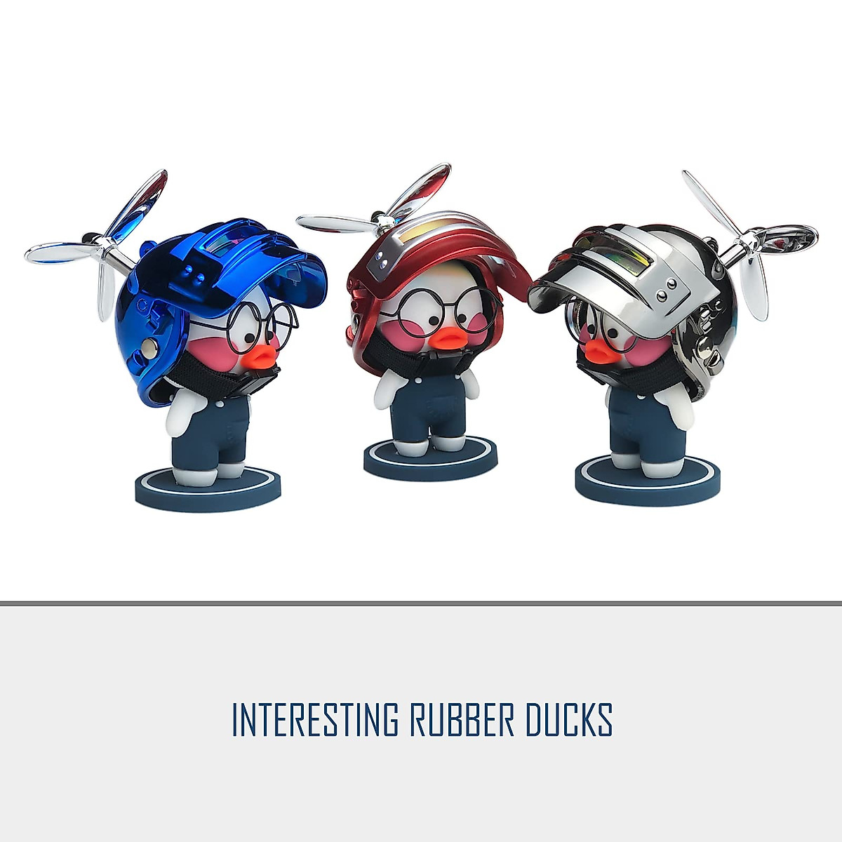 Collyon Car Dashboard Ornament Cute Rubber Duck,Office Car Cab Ornaments,Cool Spectacled Duck(Red)