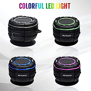 Retekess TR622 Shower Radio Bluetooth Speaker,Waterproof Wireless Bathroom FM with Suction Cup,Light Show, for Shower Beach Swimming