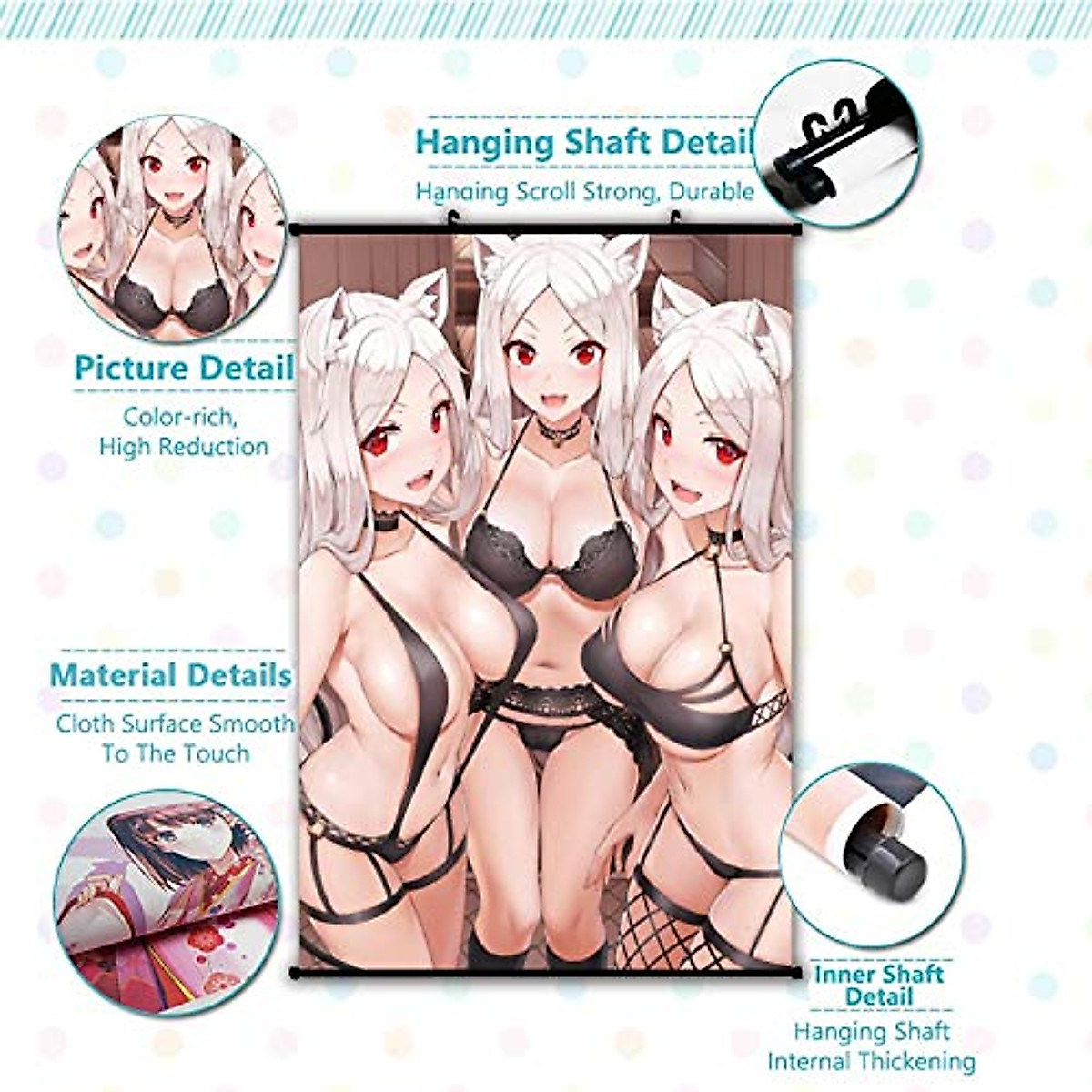 Cerberus Hell Lingerie Sexy Anime Game Character Wall Fabric Scroll Poster for Perfect Home Wall Decoration