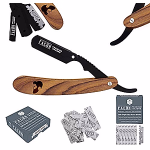 100 BLADES + Facón Professional Vintage Straight Edge Barber Razor - Salon Quality Cut Throat Shavette