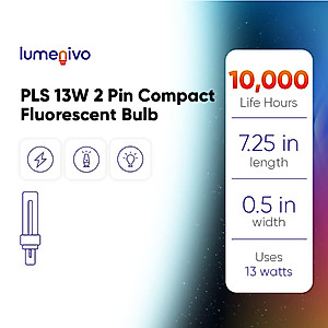lumenivo PLS 13W 2700K 2 Pin Compact Fluorescent Bulbs Replacement for Philips 230102 Energy Saver PL-S 13-Watt - CF13DS/827 2-Pin GX23 Base CFL 13 Watt Light Bulbs - Soft White - 1 Pack