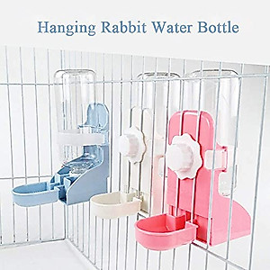 Mcgogo Rabbit Water Bottle, Guinea Pig Water Bottle,17oz Hanging Fountain Automatic Dispenser No Drip Water Bowl for cage (Pink)