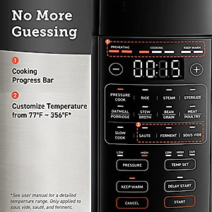 COSORI Electric Pressure Cooker, 9-in-1 Multi Cooker, 13 Presets, Rice Cooker, Slow Cooker, Sauté, Sous Vide, Sterilizer with Cookbook & Online Recipes, Dishwasher Safe, 1100W, Stainless Steel, 6QT
