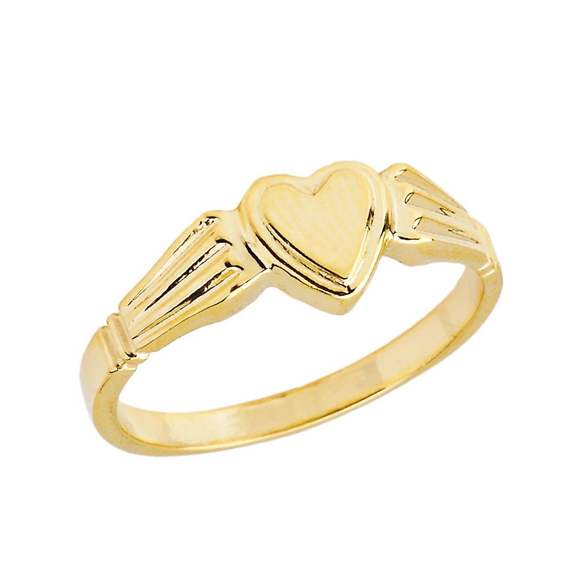 Elegant 10k Yellow Gold Ladies Solid Heart-Shaped Signet Ring (Size 7)