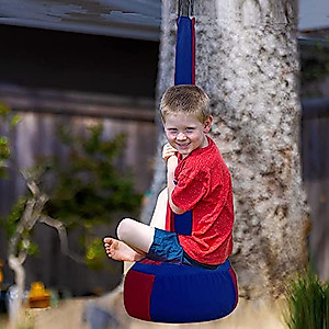 DEARCOOL 4 in 1 Kids Pod Swing Seat, Child Hammock Chair with Inflatable Cushion, 100% Cotton, for Indoor and Outdoor use, with Adjustable Belt, All Accessories Included