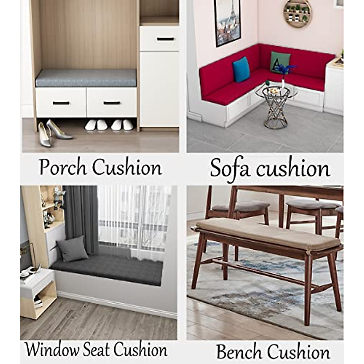 MYLSMPLE Bench Cushion Chair Pad Outdoor Bench/Swing Cushion Slip Cover Water Resisitant UV Protection Indoor Patio Furniture Cushion Cover with Zipper Replacement Cover (36"X18"X2", Dark Grey)