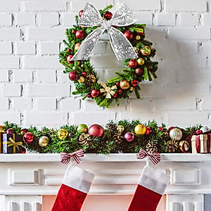 Livder 2.5 Inch Wide Christmas Wired Ribbon Snowflake Organza Sheer Glitter Ribbon for Xmas Tree, Wreath, Party Decoration, Gift Wrapping (Silver-White, 10.9 Yards)