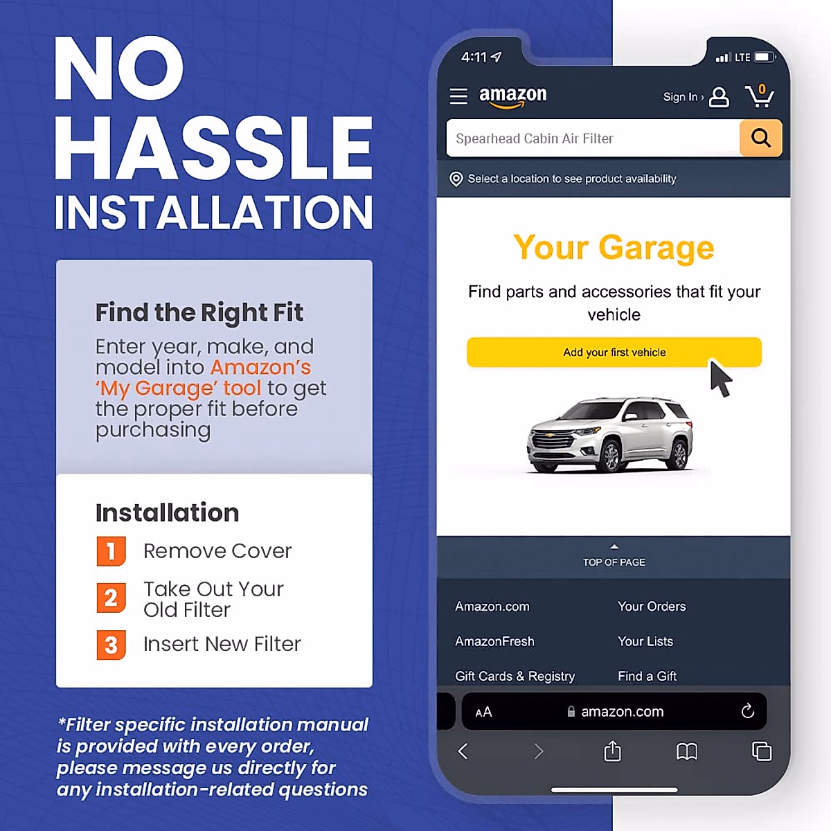 Spearhead Odor Defense Breathe Easy AC & Heater Cabin Filter | Fits Various 2016-24 Toyota/Lexus/Subaru Like OEM | Up to 25% Longer Lasting w/Activated Carbon (BE-157)