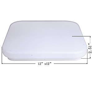 LIT-PaTH Square LED Flush Mount Ceiling Light Fixture, 12 Inch 22.5W, Dimmable, 1680 Lumen, ETL Qualified, 5000K-Daylight White