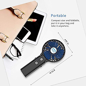 HandFan 2023 Upgraded 5200mAh Portable Handheld Fan Rechargeable Battery Operated, Small Personal Fan, Foldable Mini Desk Fan, Cooling Electric Fan for Travel, Outdoors, Indoors