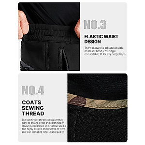 FREE SOLDIER Men's Outdoor Softshell Fleece Lined Cargo Pants Snow Ski Hiking Pants with Belt (Black 32W/34L)