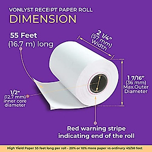 Vonlyst Thermal Paper Roll 2 1/4 X 55 for Verifone Vx520 Ingenico ICT220 ICT250 FD400 (10 rolls)
