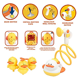 Little Bado Electric Baby Bath Toy with Head Shower Duck Spray Water Pool Bathtub Toy for Infants Kids Babies Toddlers Bath Toy for Infants Babies 6-12 Months