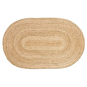 Superior Hand Woven Natural Fiber Reversible High Traffic Resistant Braided Jute Area Rug, 8' x 10' Oval