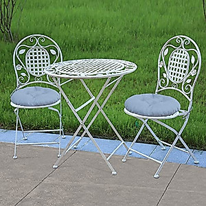 COZPLEN Outdoor Round Bistro Chair Cushions, 15 inch Round Seat Cushions for Outdoor Patio Chairs, Set of 2, Mix Blue/Grey