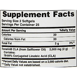 Nature's Bounty Tonalin Pills and Dietary Supplement, Diet and Body Support, 1000 mg, 50 Softgels