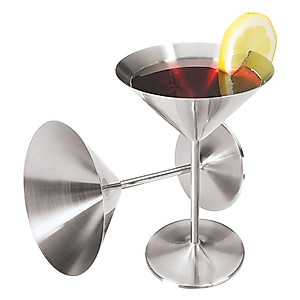 OGGI Stainless Steel Martini Glasses - 8oz, Set of 2 - Unbreakable Martini Glasses, Ideal Outdoor Martini Glasses for Boating, RV, Parties, Stylish Cocktail Glasses & Martini Glass Gift Set