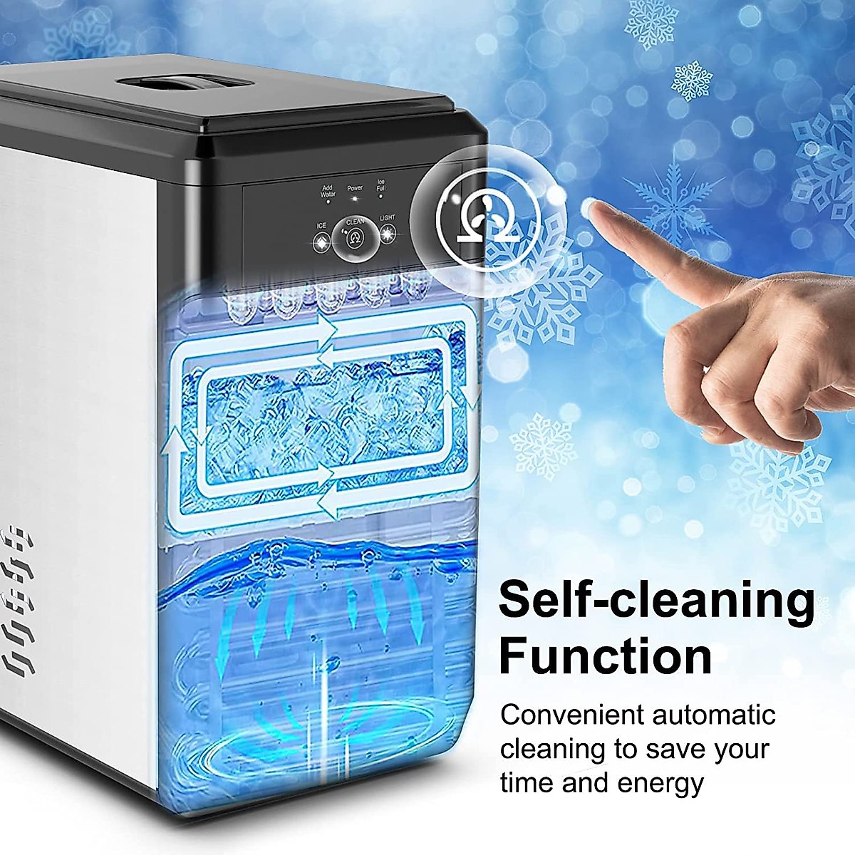 COSTWAY Nugget Ice Maker Countertop, 44 LBS Ice Makers with Built in Self-Cleaning, Intelligent Control Panel, Compressor and Ice Scoop, Portable Compact Ice Maker Machine for Party, Kitchen, Office
