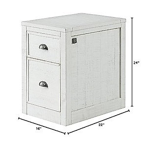 Martin Svensson Home Monterey White Stain 2 Drawer Fingerprint Lock File Cabinet
