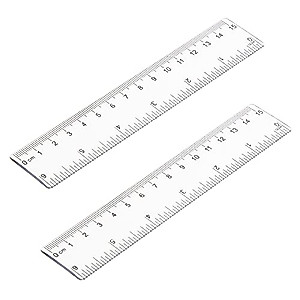Pletpet 2 Pack 6 inch Clear Plastic Ruler Straight Shatterproof Rulers Transparent Rulers for Student School Office Supply Ruler (Clear)