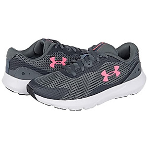 Under Armour Women's Surge 3 Sneaker, (103) Pitch Gray/White/Cerise, 8.5