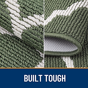 OLANLY Indoor Door Mat, 32x20, Non-Slip Absorbent Resist Dirt Entrance Mat, Washable Low-Profile Inside Floor Mat Doormats for Entryway, Green