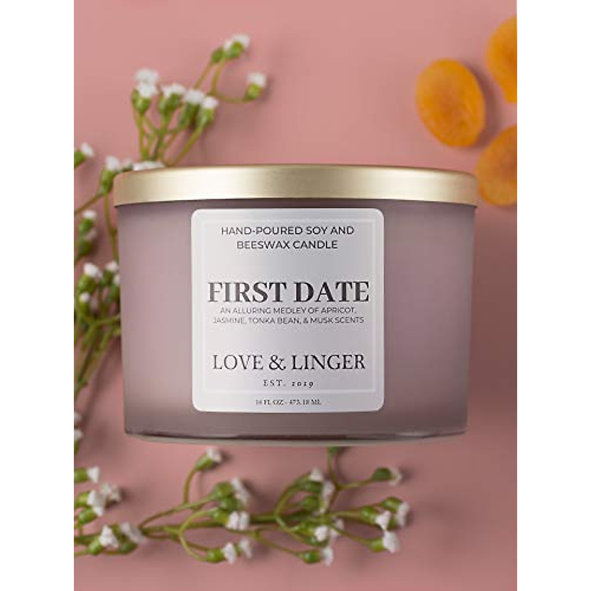 Romantic Candles | Valentines Candle | Luxury Soy & Beeswax Candles for Home | 16 oz. Large Jar 3 Wick Candle | Love Candle | Candle Gift | Engagement Candle