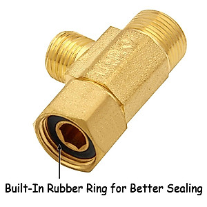 Uenede 2PCS Lead-Free Brass Angle Stop Add-A-Tee Valve, 3/8" Compression Inlet x 1/4" Compression Outlet x 3/8" Compression Outlet, Water Line Splitter 3 Way Valve Fittings