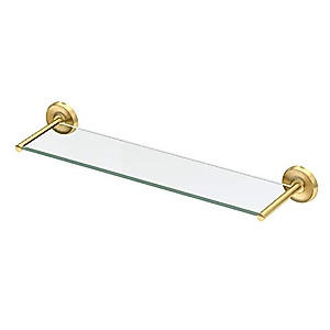 Gatco 5057 Designer II Glass Shelf, Brushed Brass/Wall Mounted 22.50" x 5.85" Tempered Glass Shelf