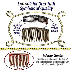 Good Hair Days Grip-Tuth Shorty Combs - Decorative & Styling Combs for Fine and Thin Hair (Crystal, 2 Count - 1 3/4 inch)
