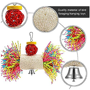 Keersi 5pcs Bird Shredding Toys Bird Loofah Toys Parakeet Chewing Toy Foraging Toy for Small Medium Parrot Cockatiel Conure African Grey Amazon Budgie Lovebird Finch