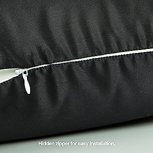 FLXXIE 2 Pack Zipped Satin Standard Pillowcases for Hair and Skin, Silky and Super Soft (20"x26") Zippered Satin Pillow Cases, Black, 20x26 Inches