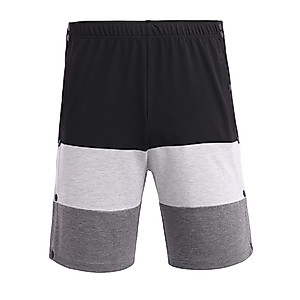 Deyeek Tear Away Shorts for Men Side Snap Cotton Color Block Shorts Post Surgery Recovery Break Away Pants with Pockets