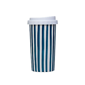 GIROFLIER Millie Ceramic Travel Mug, 12 oz, Blue, Reusable Coffee Cup with Lid, Microwave and Dishwasher Safe